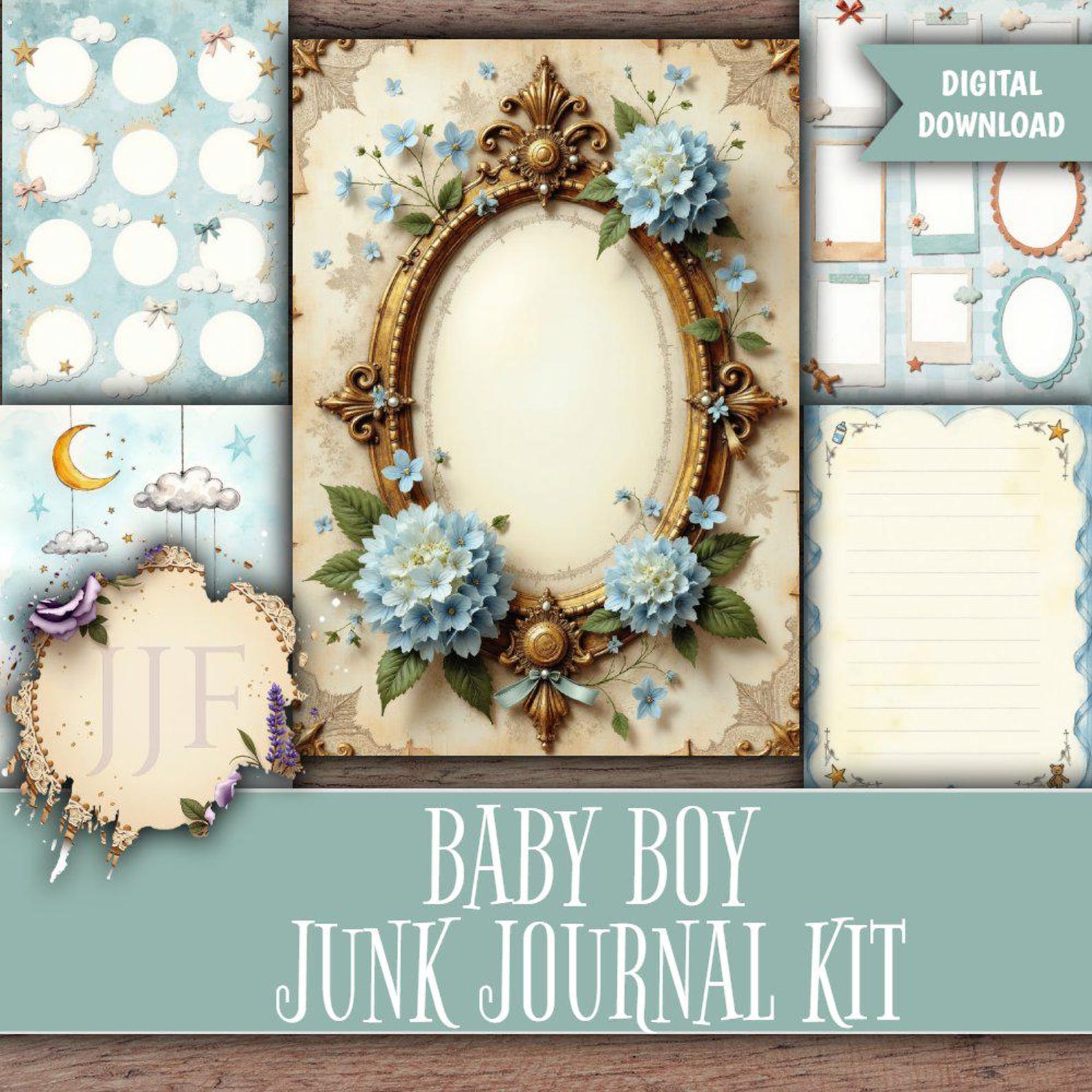 Baby Boy Junk Journal Kit Printable | Victorian Heirloom Nursery ...