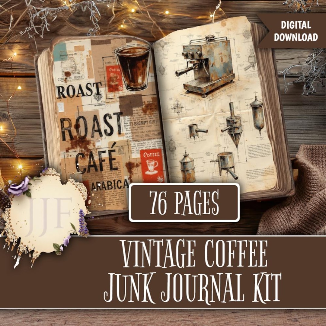 Coffee Junk Journal Kit | Vintage Coffee Junk Journal, Coffee and Books ...