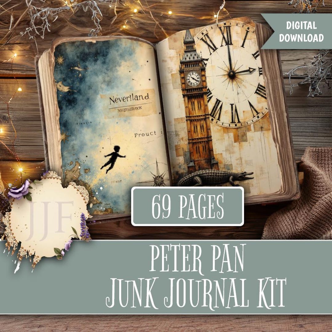 Peter Pan Junk Journal Kit | Neverland Storybook Printable Pages ...