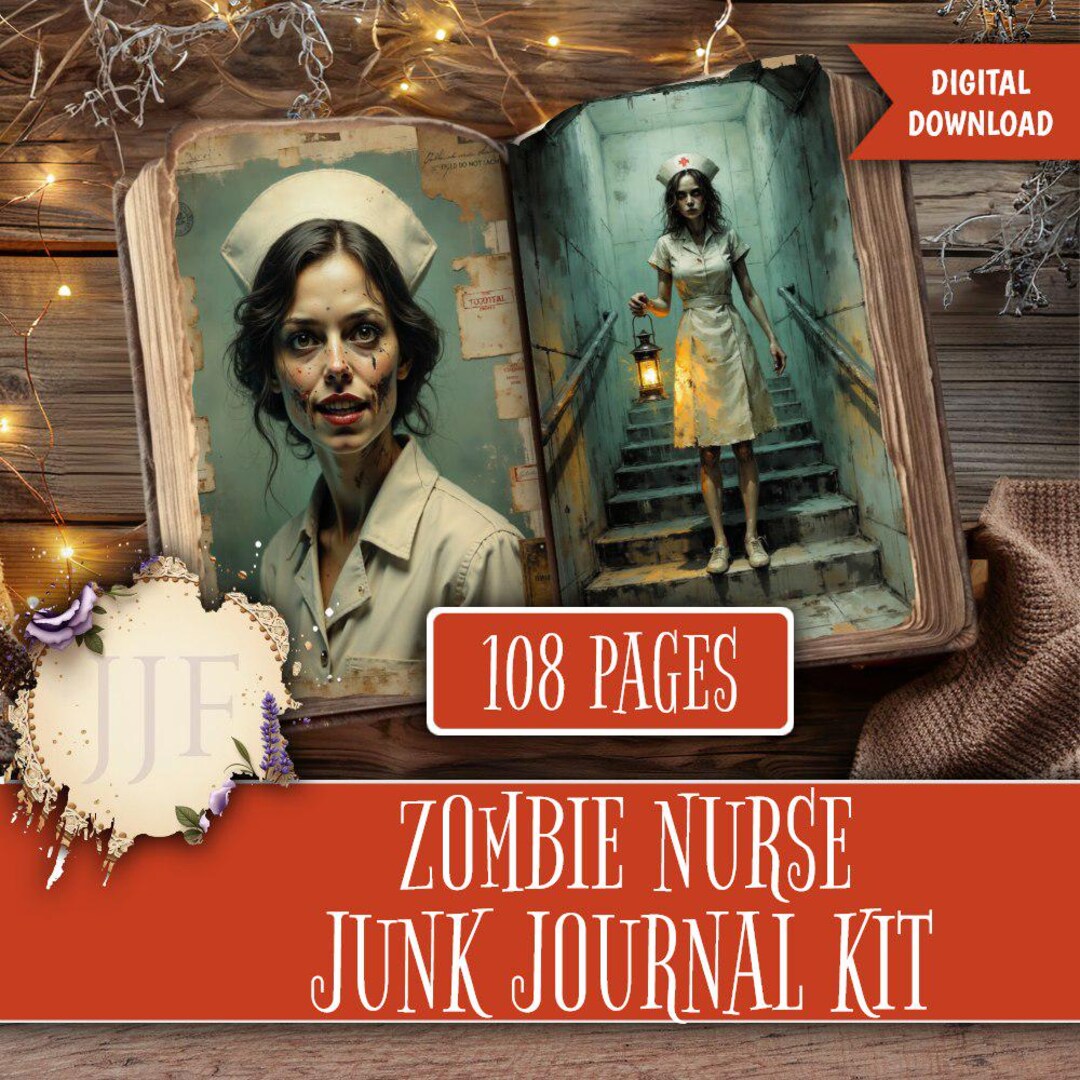 Zombie Nurse Junk Journal Kit Printable | Halloween Journal Pages ...