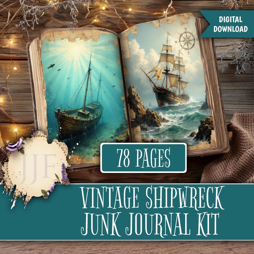 Vintage Shipwreck Junk Journal Kit | Nautical Ocean Printable Pages ...