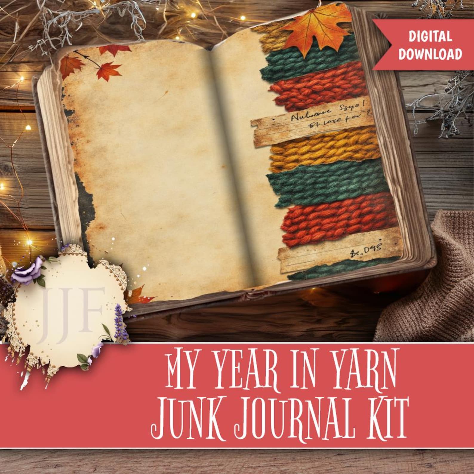 My Year in Yarn Junk Journal Kit | Knitting Crochet Journal Pages ...