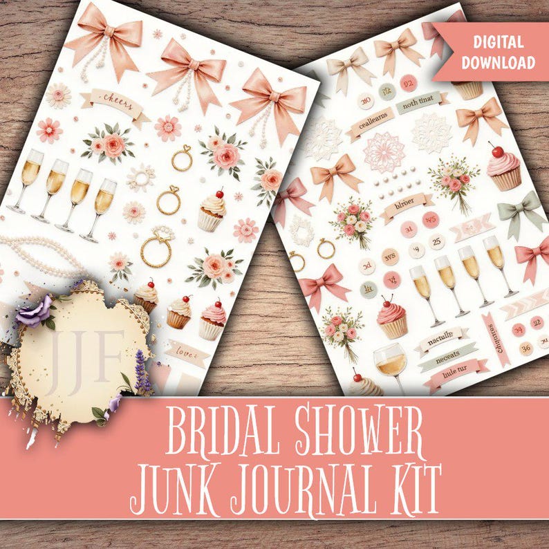 Bridal Shower Junk Journal Kit Printable | Bride to Be Journal Pages ...