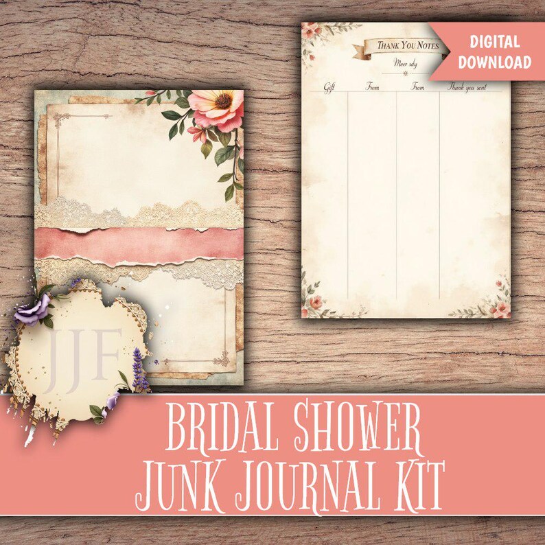 Bridal Shower Junk Journal Kit Printable | Bride to Be Journal Pages ...