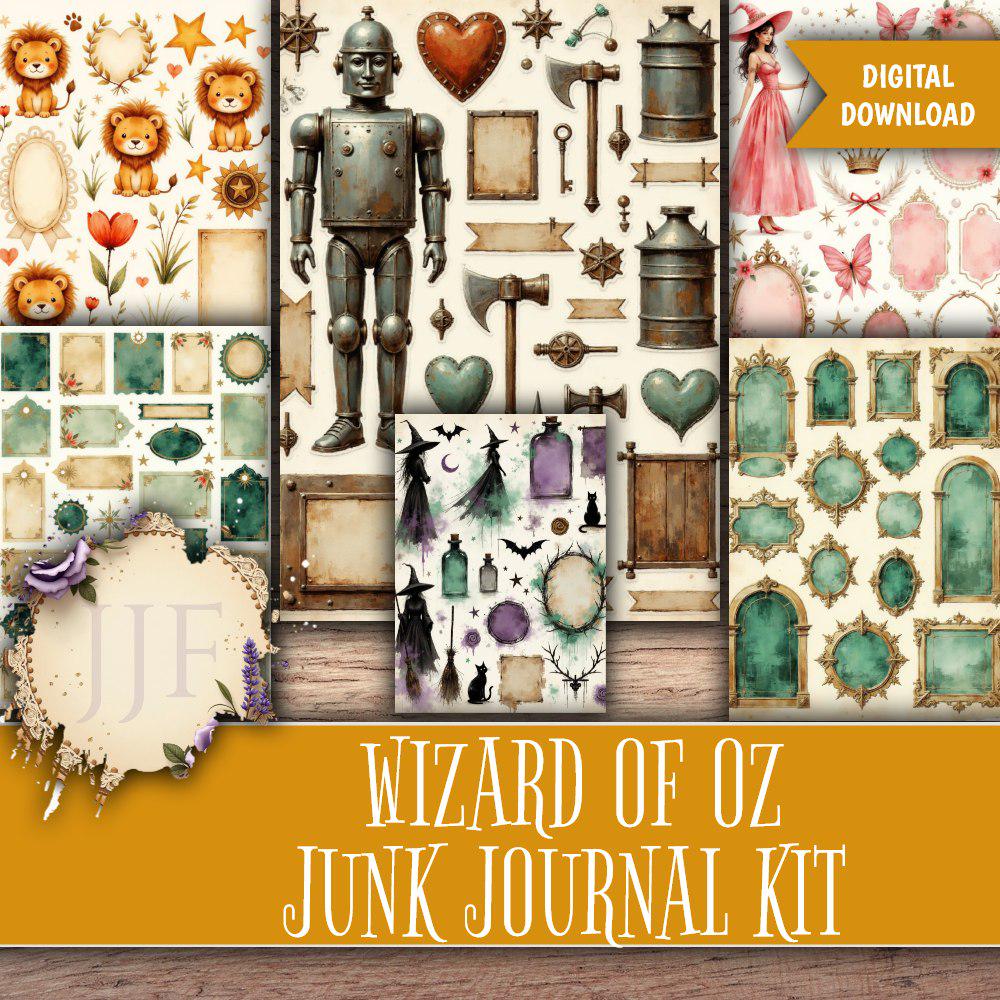 Wizard of Oz Inspired Junk Journal Kit Printable | Yellow Brick Road ...