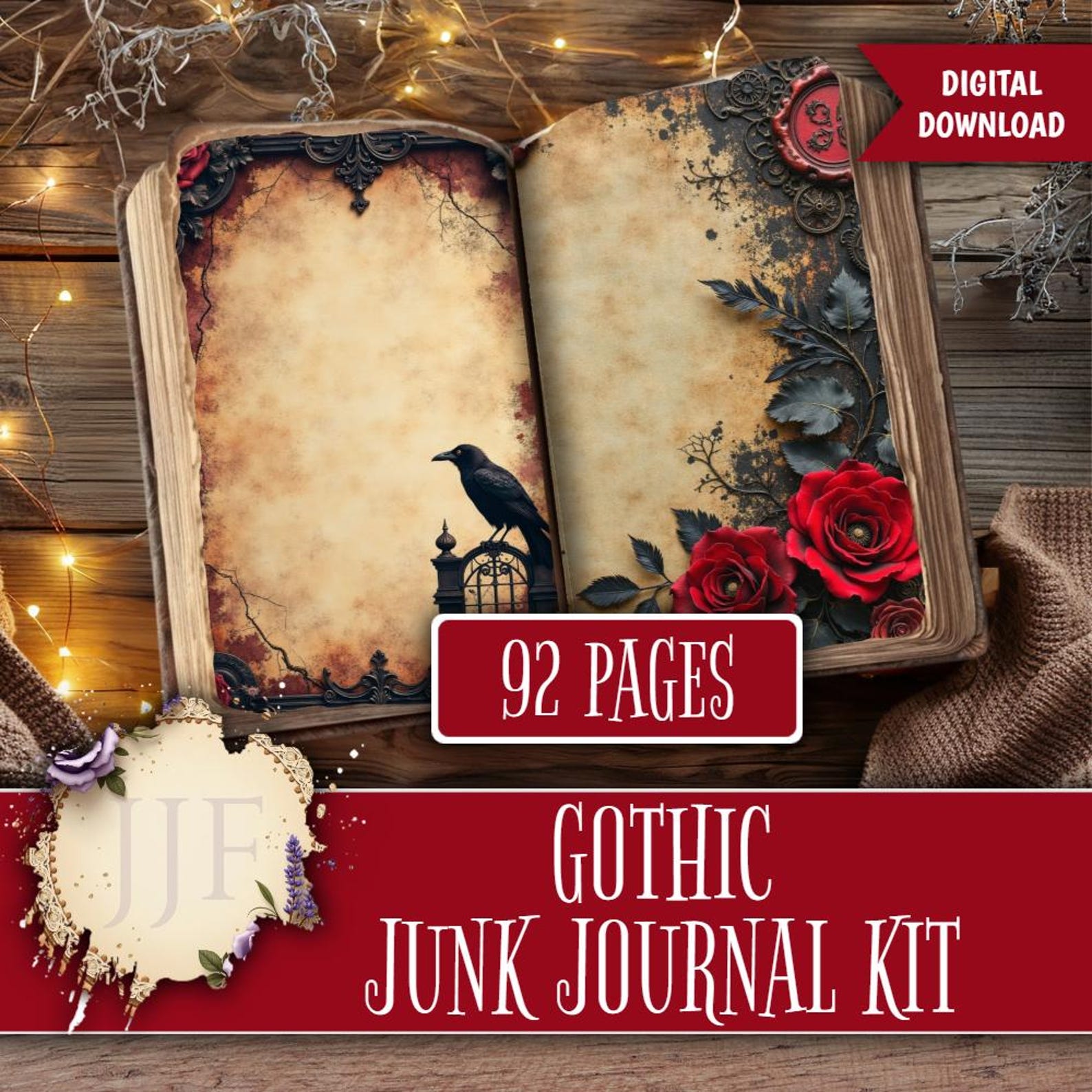 Gothic Junk Journal Kit | Dark Printable Pages + Ephemera | Vintage ...