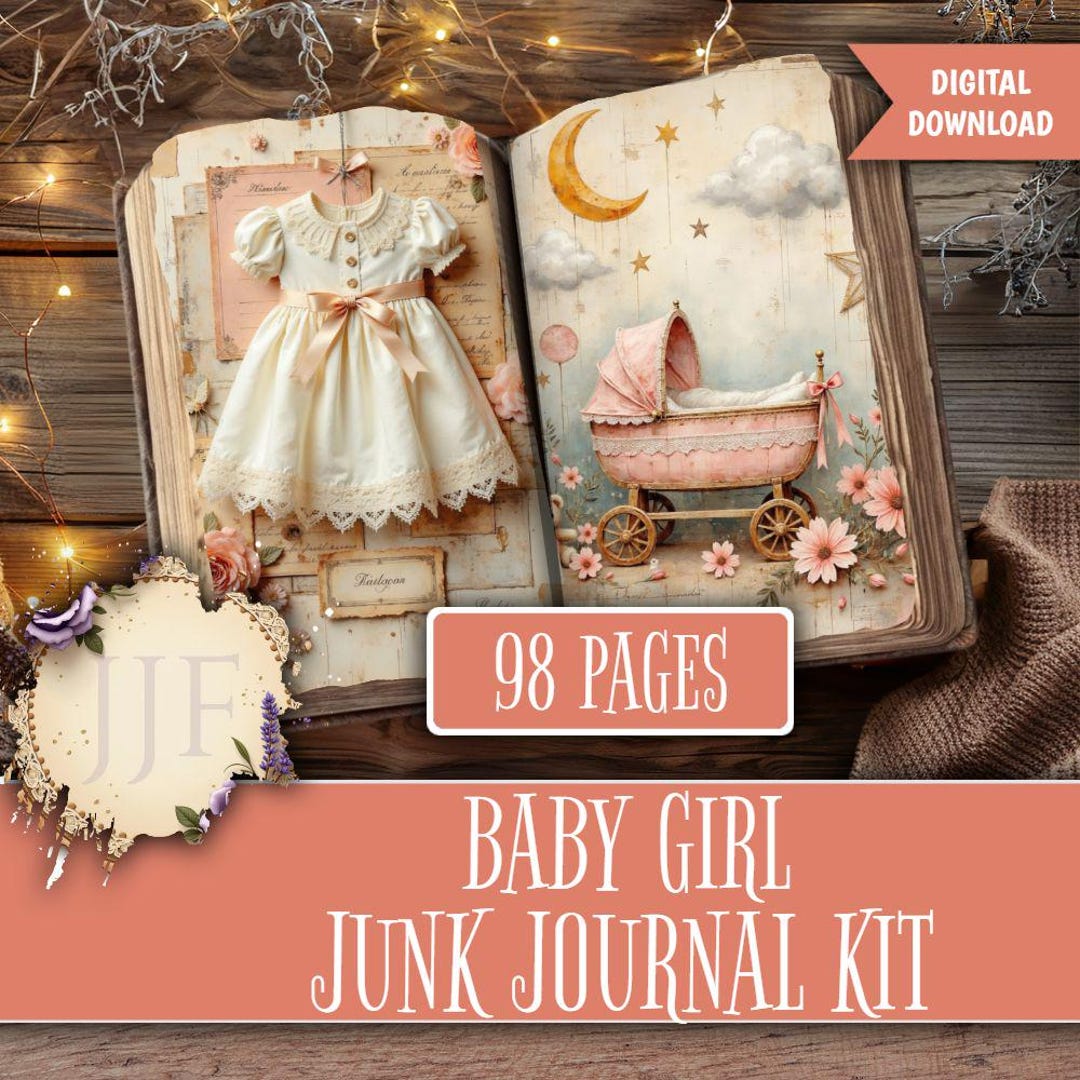 Baby Girl Junk Journal Kit | Vintage Nursery Printable Pages, Feminine ...