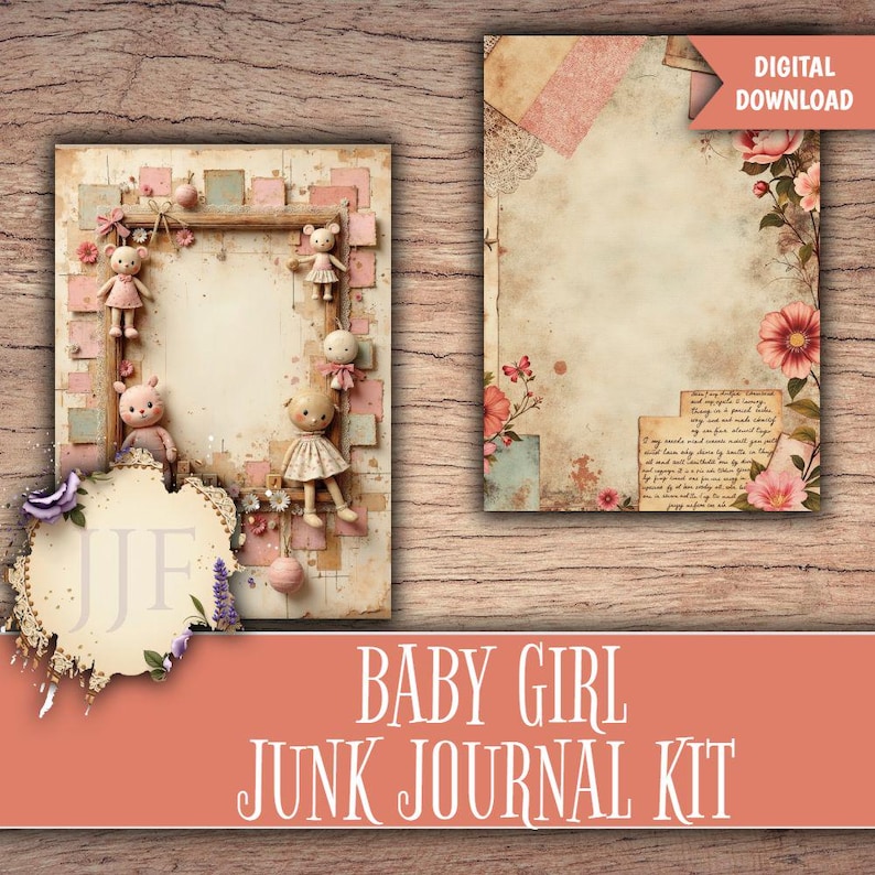 Baby Girl Junk Journal Kit | Vintage Nursery Printable Pages, Feminine ...