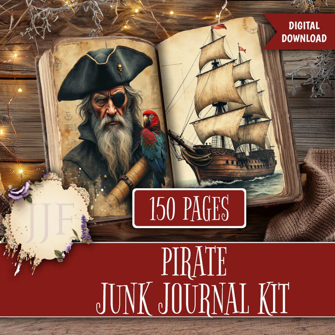 Pirate Junk Journal Kit Printable | Treasure Map Journal Pages + Pirate ...