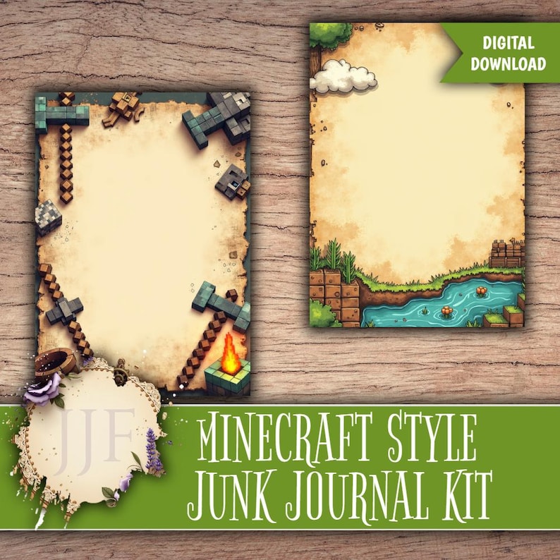 Minecraft-style Junk Journal Kit | Minecraft Printable Pages + Ephemera ...