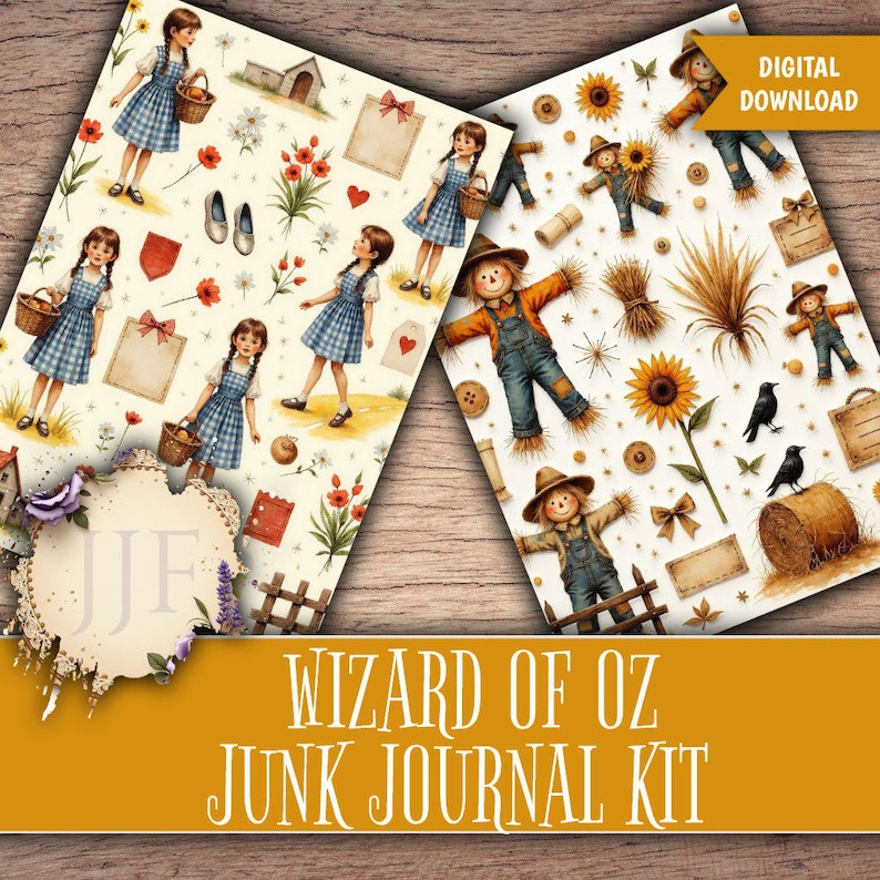 Wizard of Oz Inspired Junk Journal Kit Printable | Yellow Brick Road ...