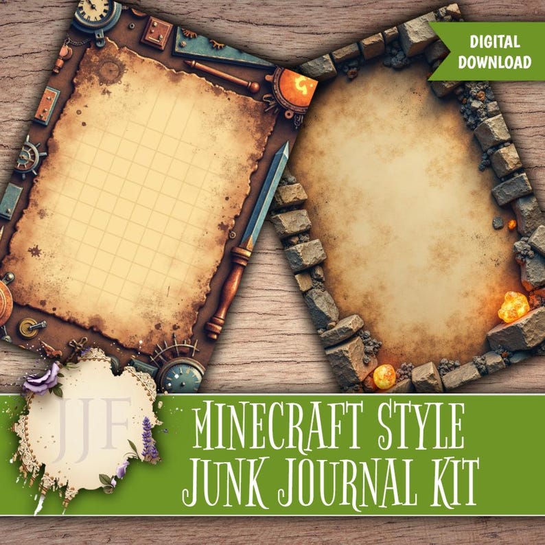 Minecraft-style Junk Journal Kit | Minecraft Printable Pages + Ephemera ...
