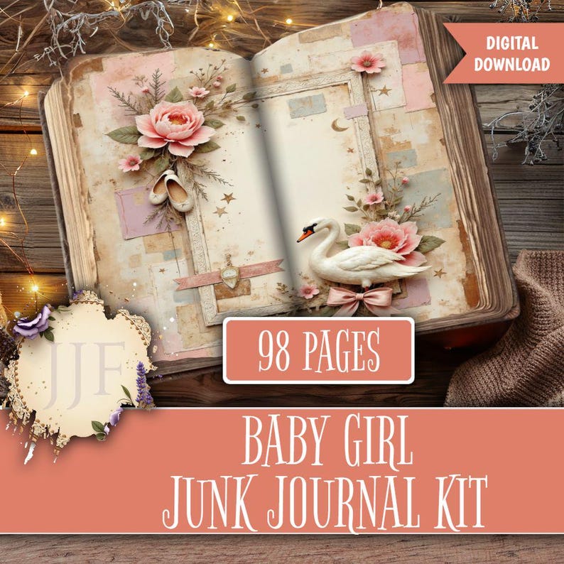 Baby Girl Junk Journal Kit | Vintage Nursery Printable Pages, Feminine ...