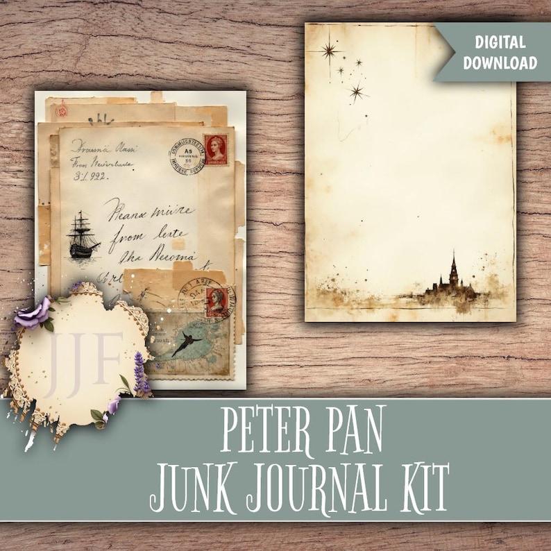 Peter Pan Junk Journal Kit | Neverland Storybook Printable Pages ...
