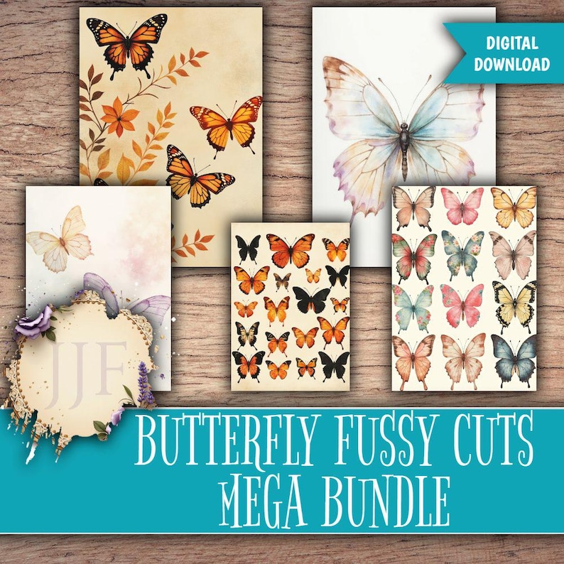 Butterfly Fussy Cuts Mega Bundle Printable | Butterfly Cutout Sheets ...