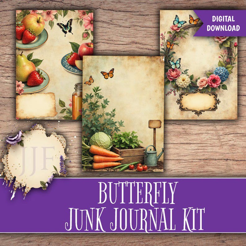 Butterfly Junk Journal Kit Printable | Victorian Garden Floral ...