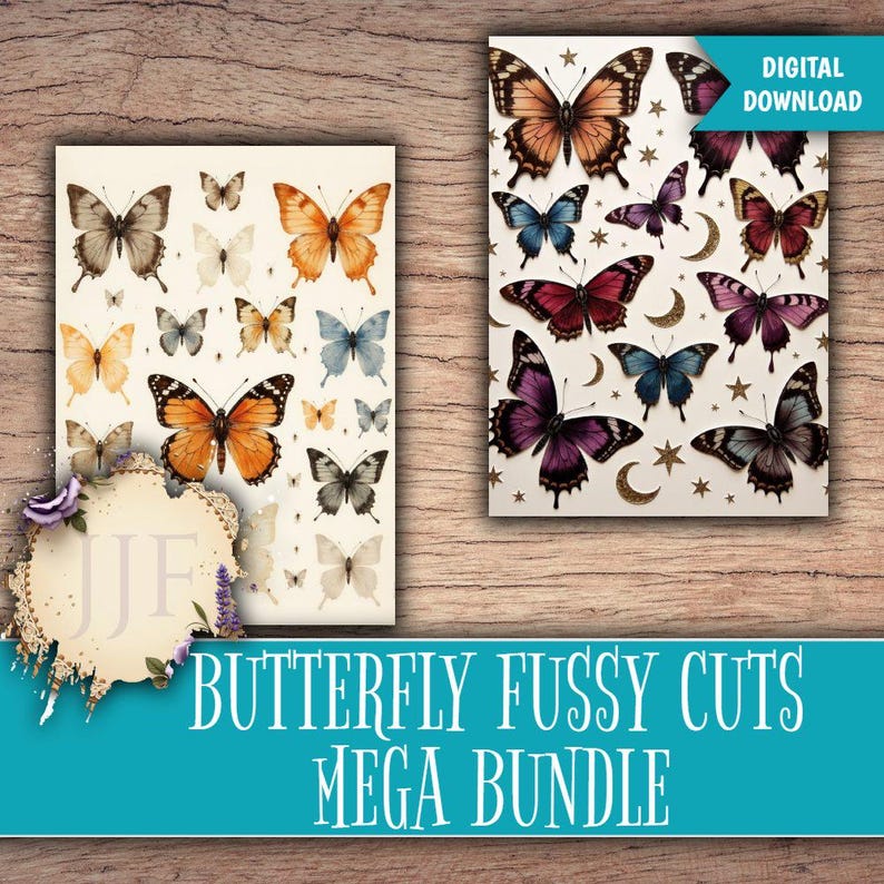 Butterfly Fussy Cuts Mega Bundle Printable | Butterfly Cutout Sheets ...
