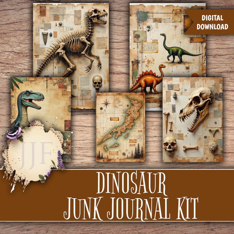 Dinosaur Junk Journal Kit | Prehistoric Printable Pages, Fossil ...