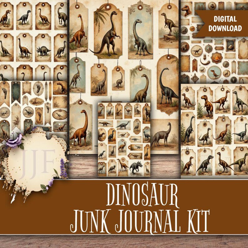 Dinosaur Junk Journal Kit | Prehistoric Printable Pages, Fossil ...