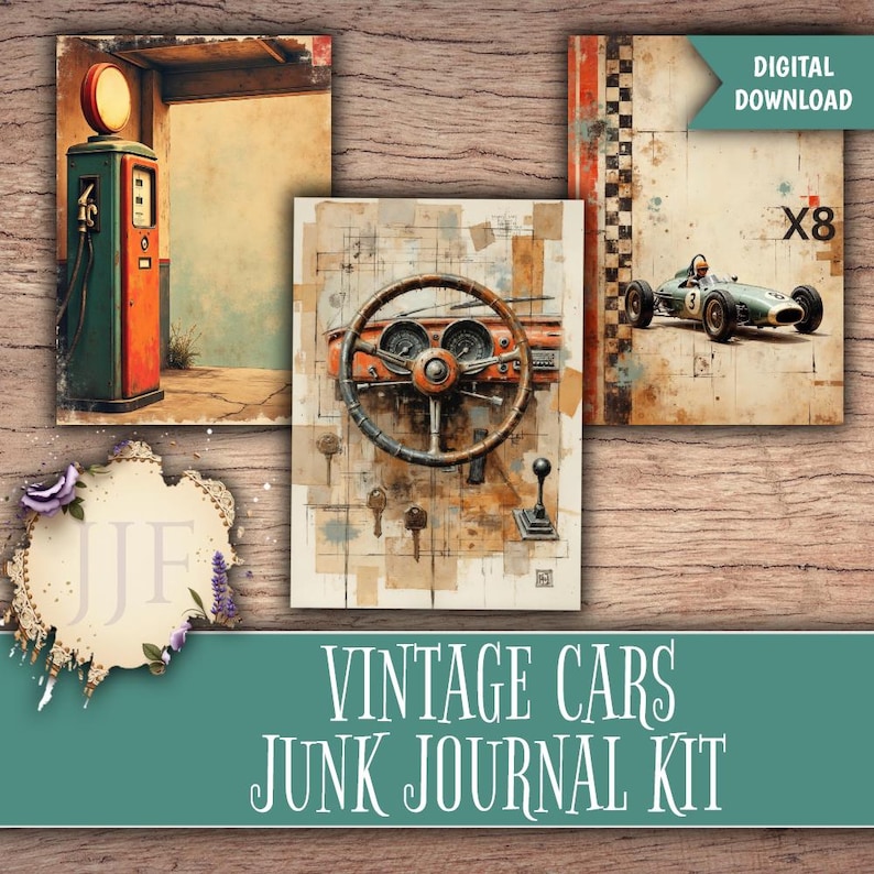 Vintage Cars Junk Journal Kit | Classic Car Printable Pages + Ephemera ...