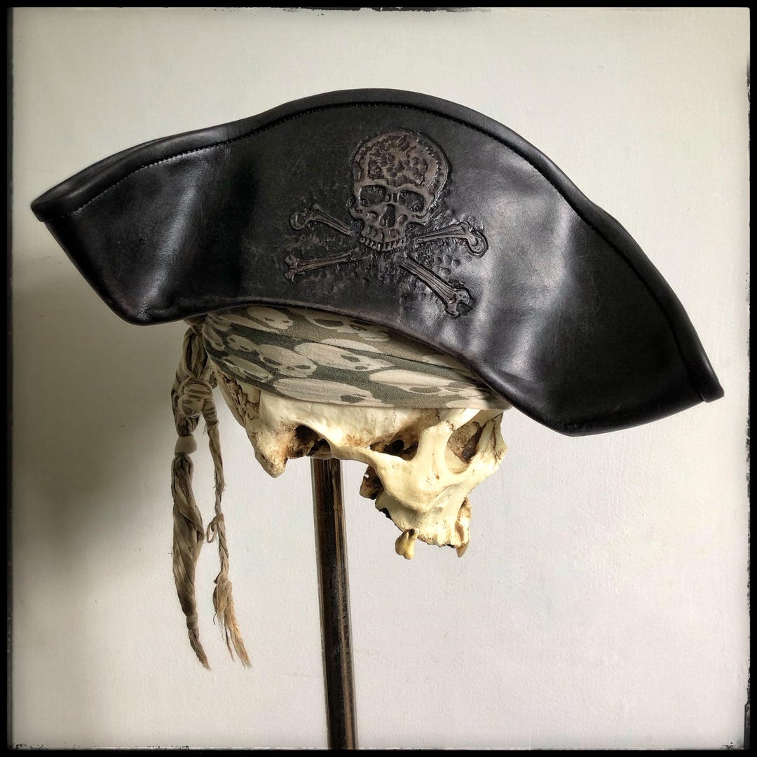 Black Leather Pirate Tricorn Hat - Custom Sized - Etsy UK