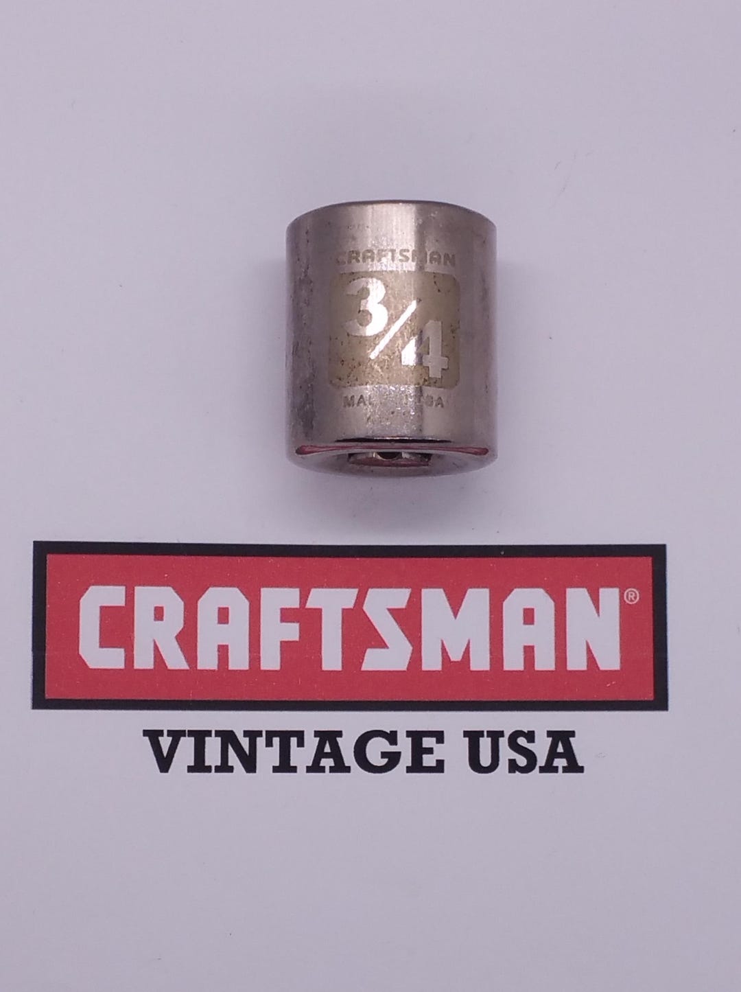Vintage USA and Craftsman 3/4" Shallow 3/8" Drive 6 Point Socket Easy ...