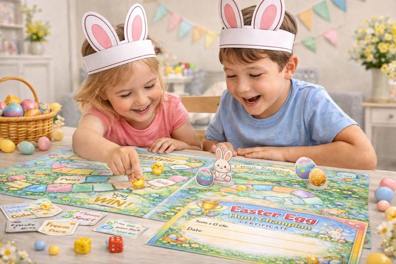 Easter Egg Hunt Board Game Printable / Kids Easter Game / Print & Play ...