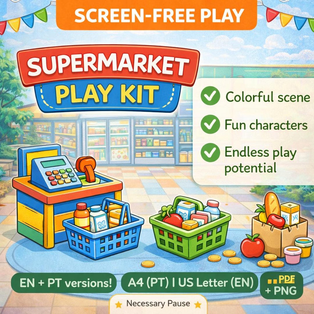 Supermarket Pretend Play Kit for Kids, Printable Grocery Store Activity ...