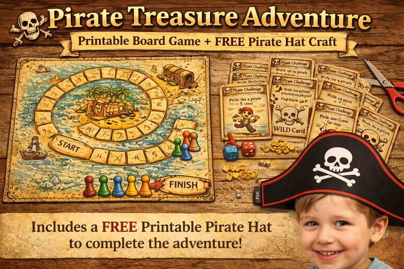 Pirate Treasure Adventure Printable Board Game – Kids Print & Play ...