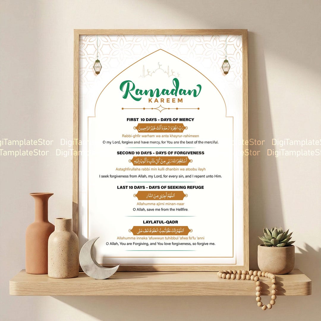 Ramadan Duas Poster – Islamic Wall Art, Ramadan Decoration (PDF ...