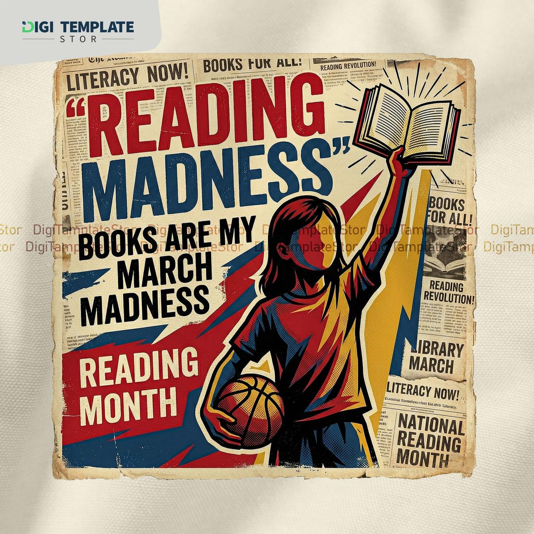 March Madness Reading Month PNG | Vintage Art Poster | Basketball ...