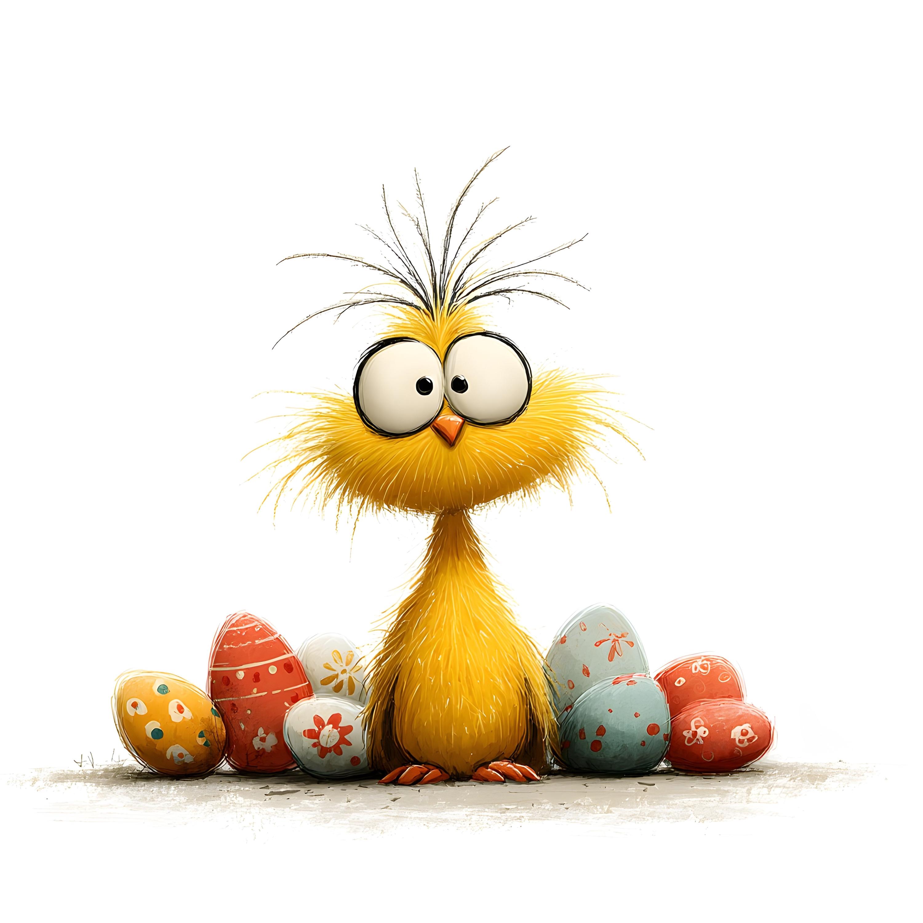 23 JPG Quirky Easter Chick Clipart Bundle, Fantasy Whimsical Chicken - Etsy