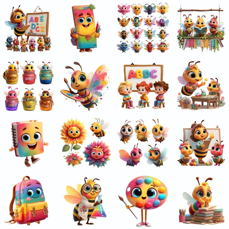 Teacher Bee Clipart Bundle | PNG Sublimation Graphics (digital Download ...