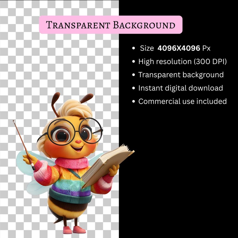 Teacher Bee Clipart Bundle | PNG Sublimation Graphics (digital Download ...