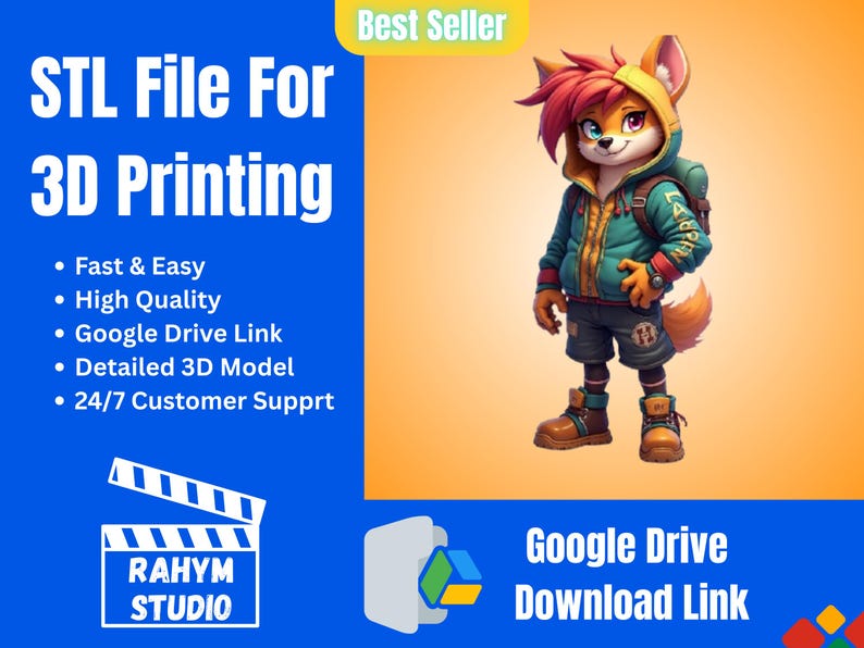 Urban Fox Adventurer 3D Model STL - Anthropomorphic Fox Traveler ...