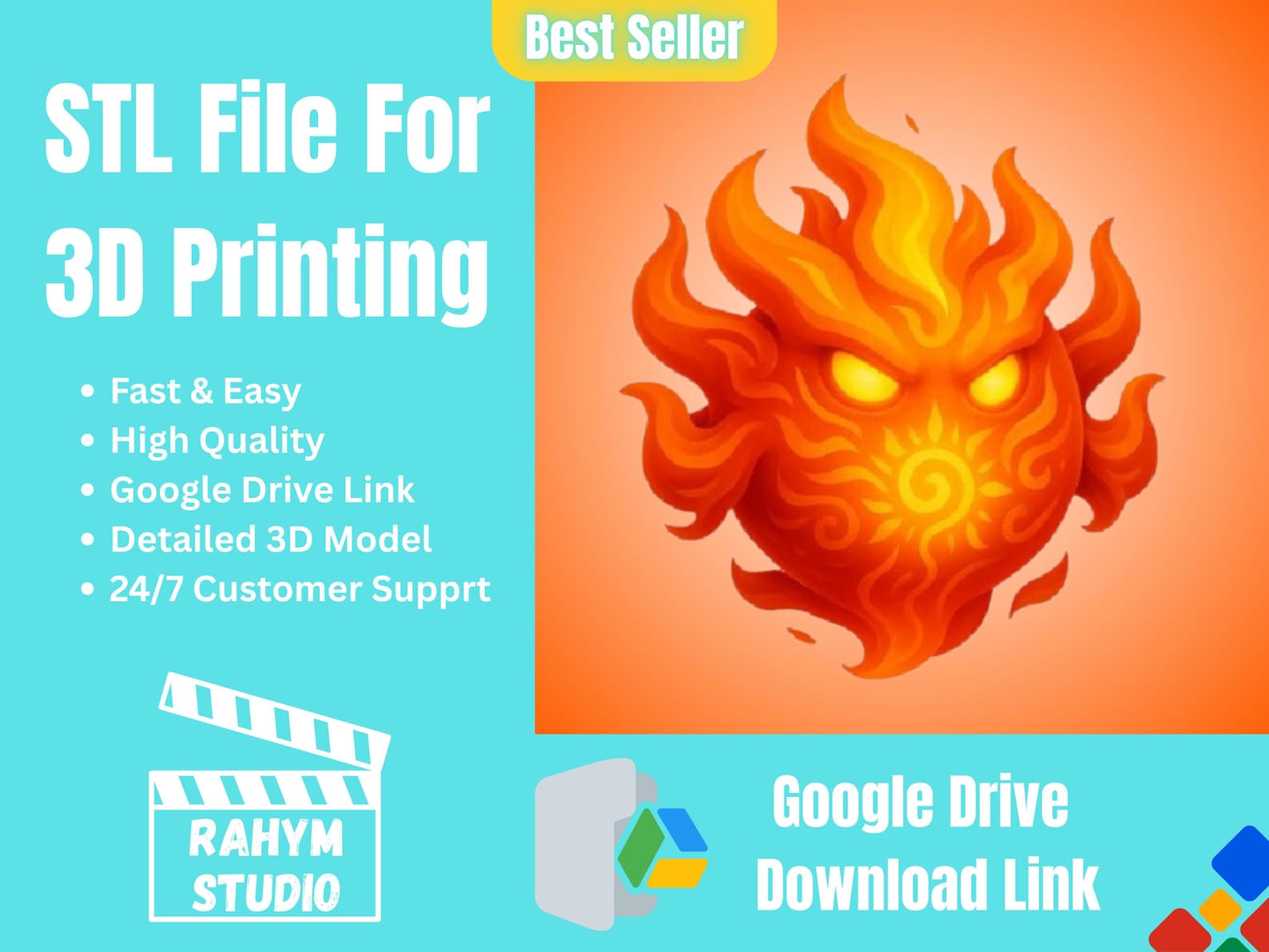 Solar Fire Elemental 3D Model STL - Burning Sun Spirit Miniature ...