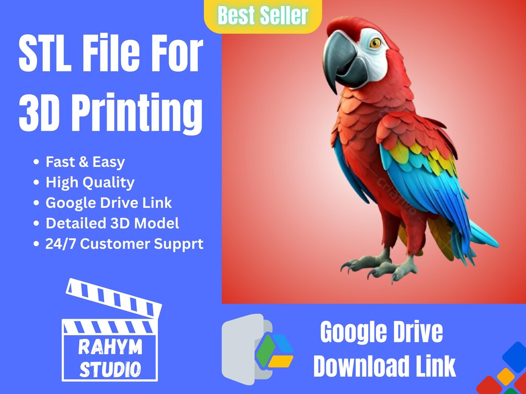Macaw Parrot 3D Model STL - Tropical Scarlet Macaw Bird Figure - Exotic ...