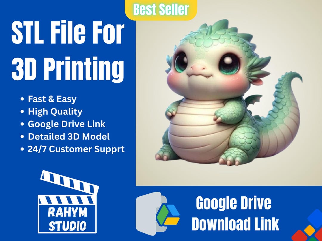 Chubby Mint Dragon 3D Model STL - Cute Pastel Reptile Miniature - Baby ...