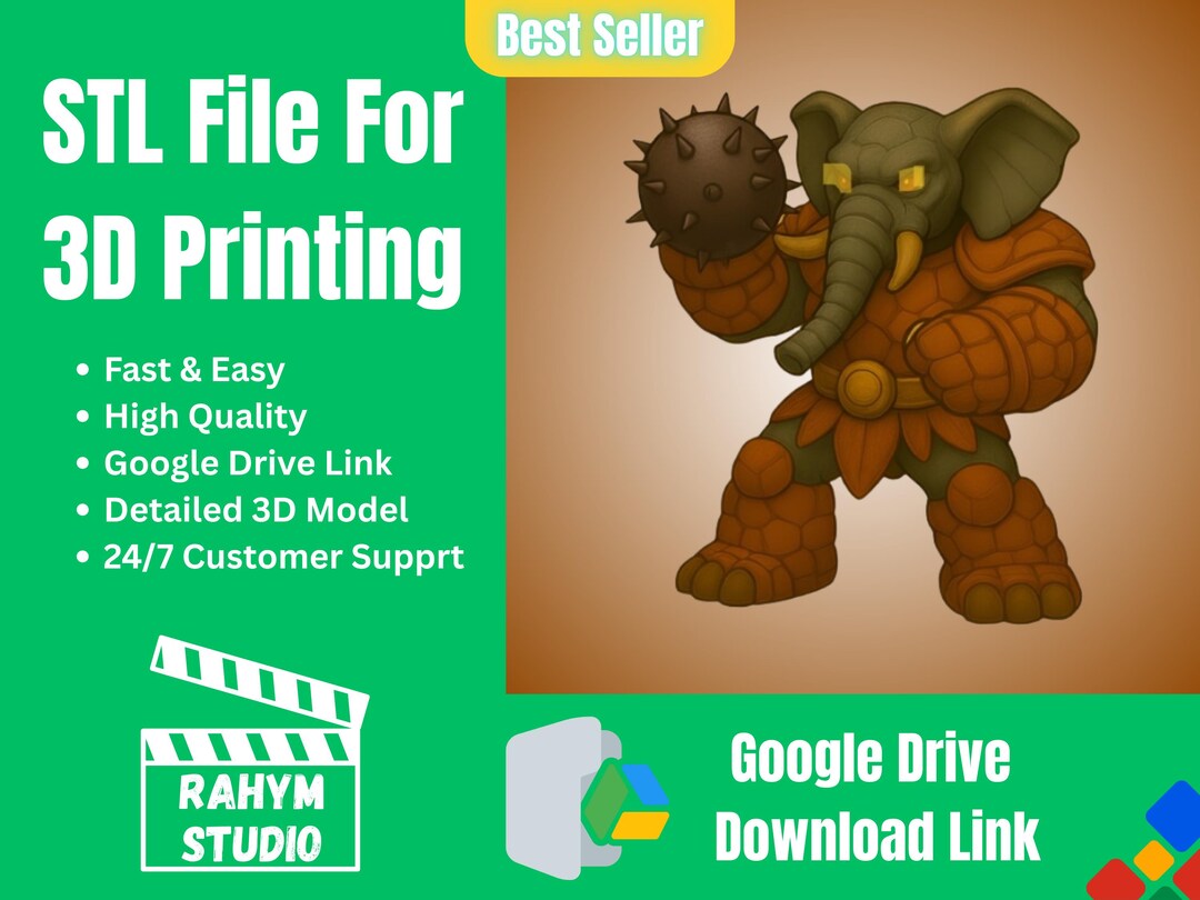 Armored Elephant Warrior 3D Model STL - Loxodon Paladin Miniature ...