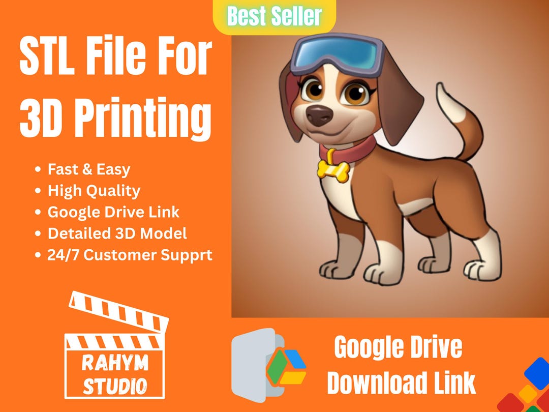 Aviator Puppy Mascot 3D Model STL - Cute Brown Dog Miniature - Goggle ...