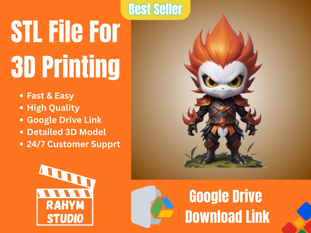 Solar Flame Warrior 3D Model STL - Chibi Fire Elemental Miniature ...