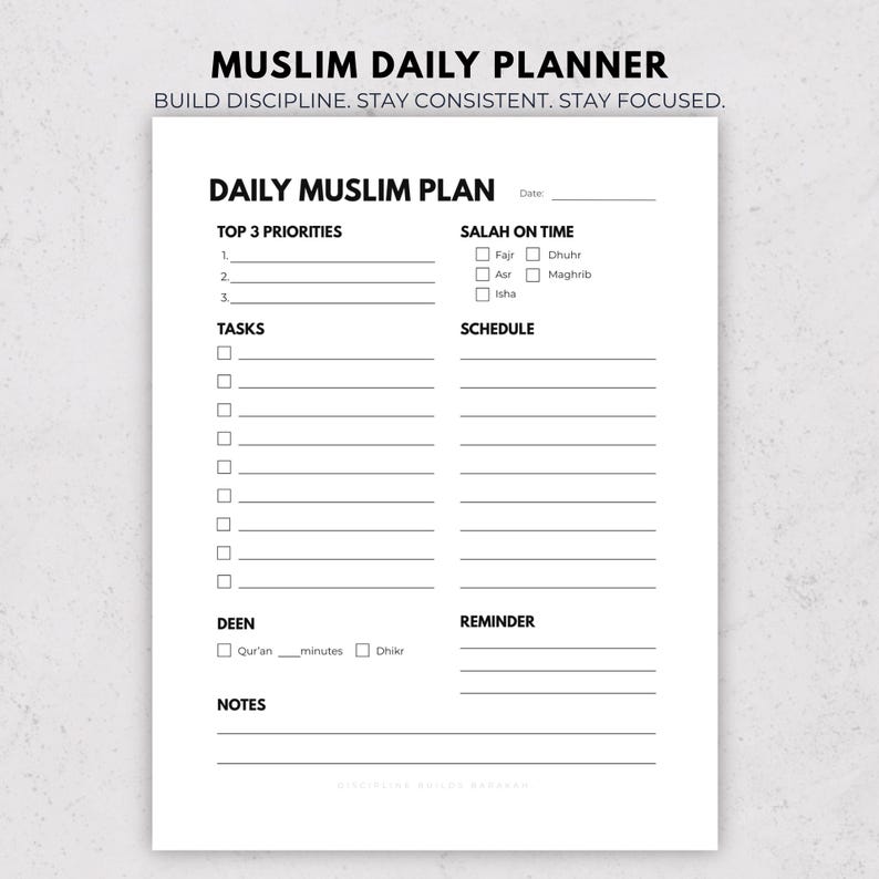 Muslim Daily Planner | Islamic Schedule, Priorities, Salah Tracker ...