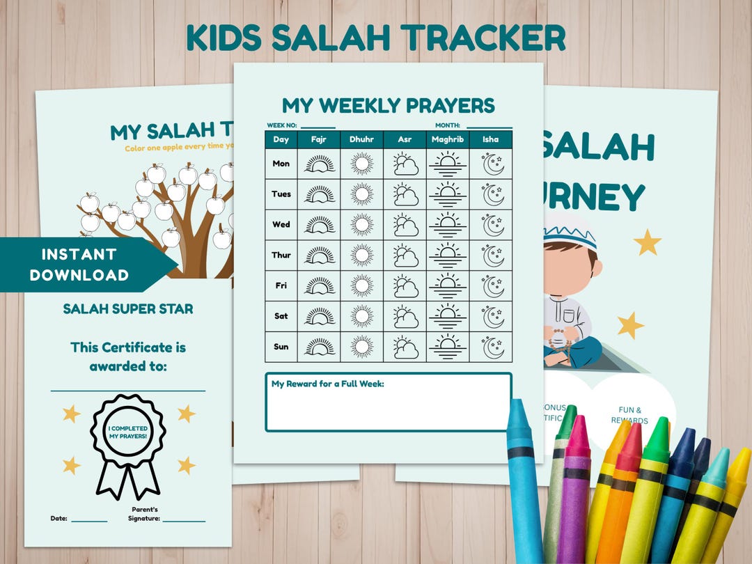 Kids Salah Tracker Printable PDF | Islamic Prayer Chart for Kids ...