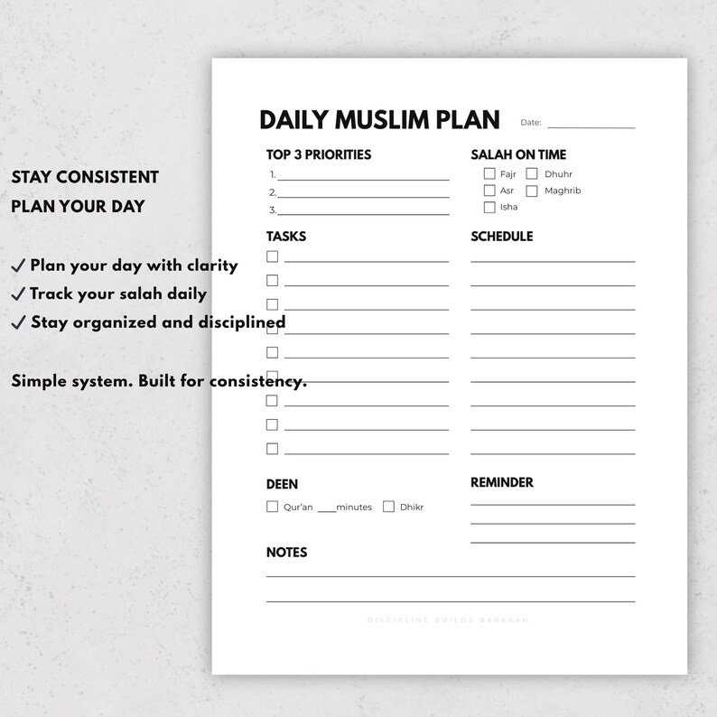 Muslim Daily Planner | Islamic Schedule, Priorities, Salah Tracker ...