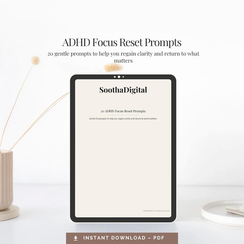 ADHD Focus Reset Prompts • 20 Clarity & Motivation Prompts (digital ...