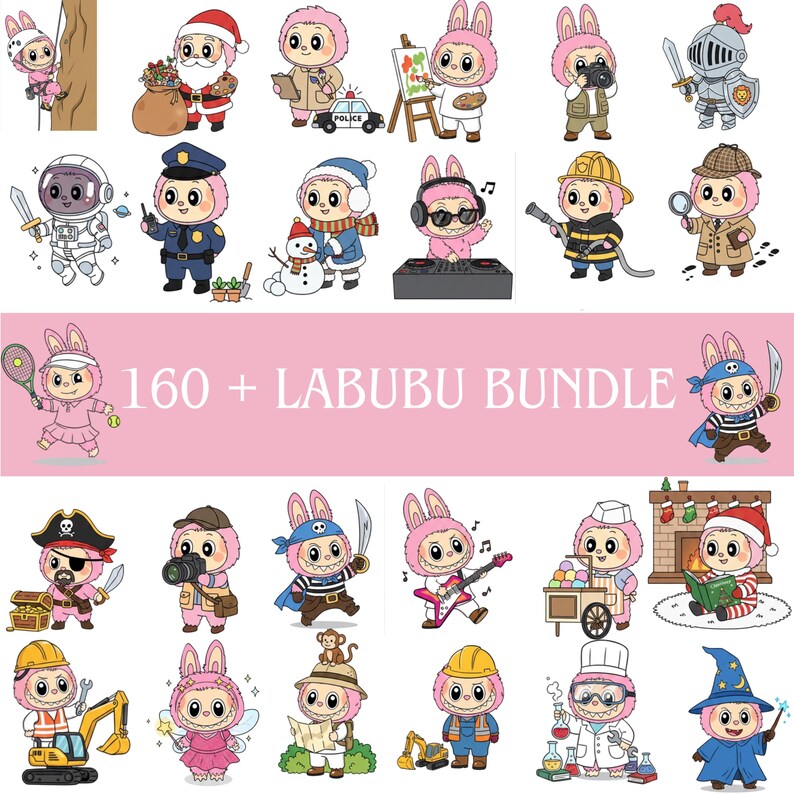 Labubu 160+ File Bundle, Disney Labubu PNG Bundle, Labubu Png-jpg-pdf ...