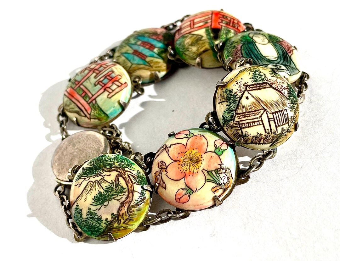 Japanese Sterling Silver Storyteller Toshikane Style Vintage Bracelet ...