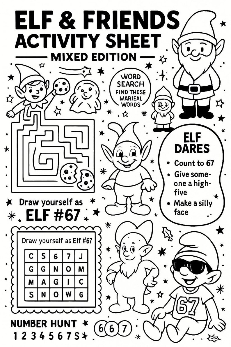 Elf Activity Pack | Christmas Maze, Jokes, Coloring (printable) - Etsy