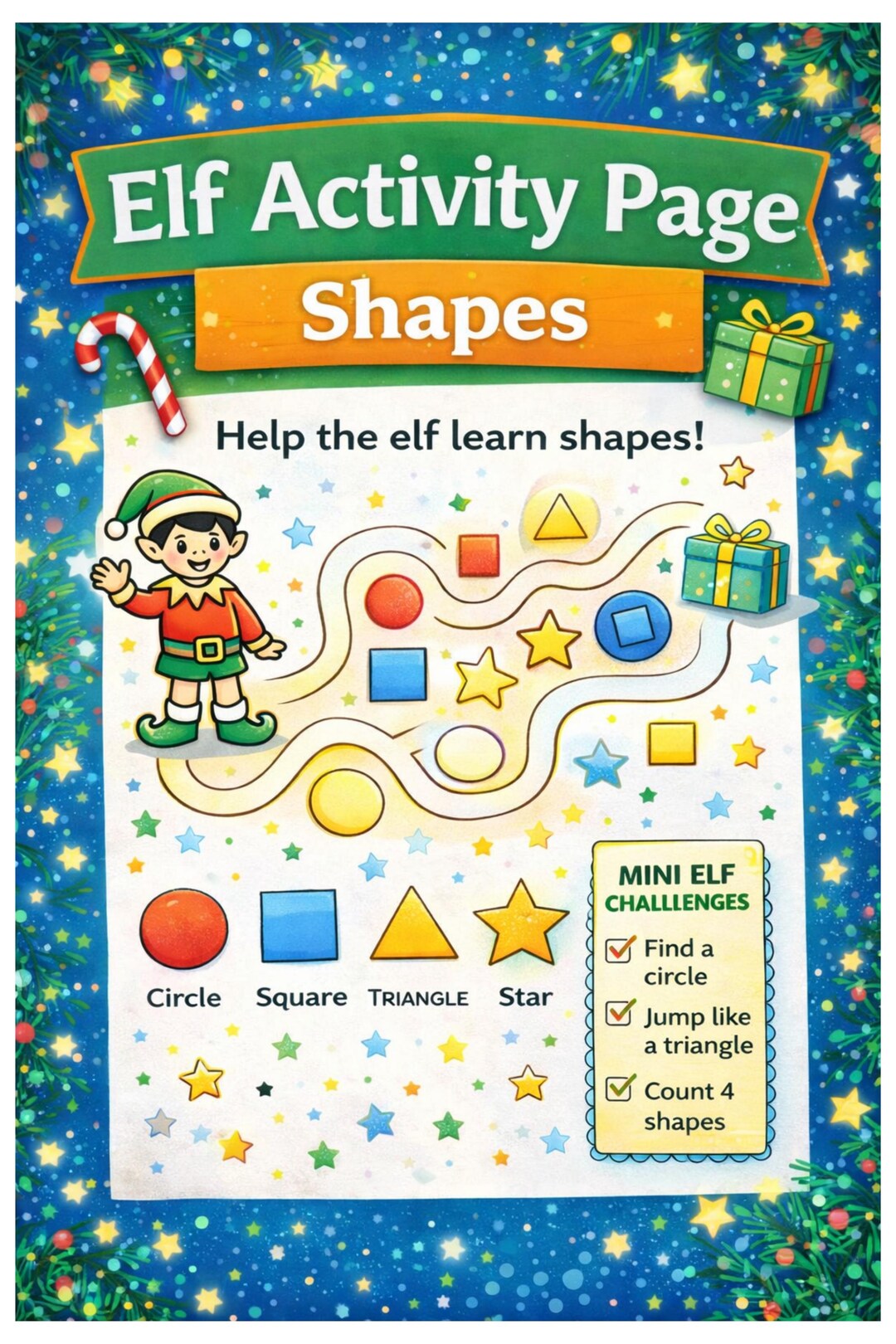 Elf Christmas Shapes Activity | Preschool Printable (PDF) - Etsy