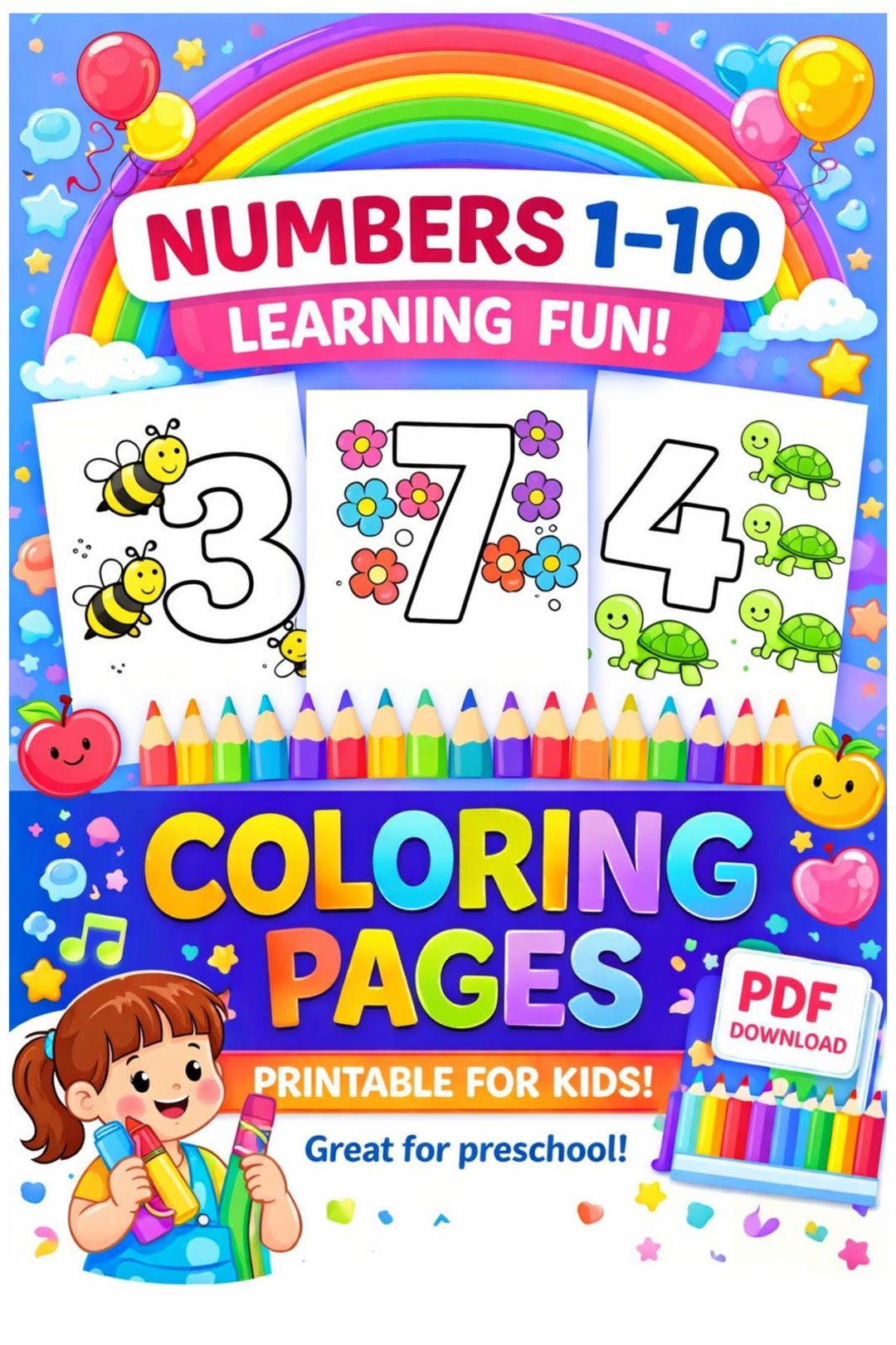 Numbers 1-10 Coloring Book – Preschool Learning Activities (PDF ...